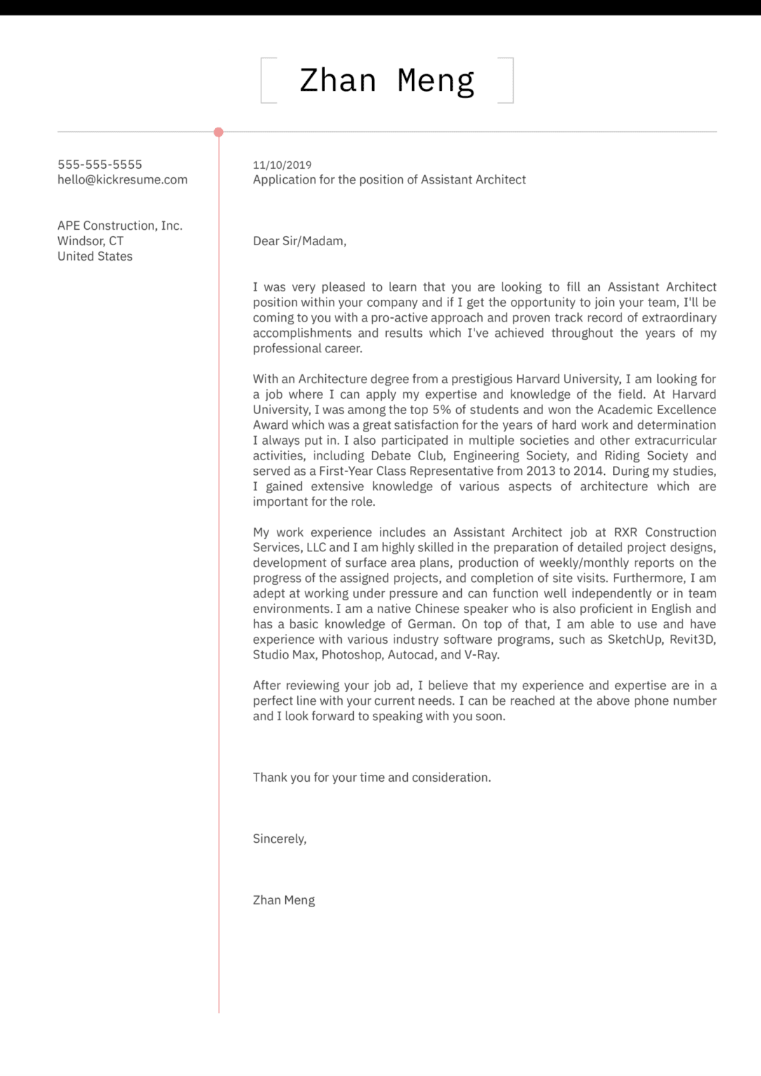 Architecture Cover Letter | illustrarch