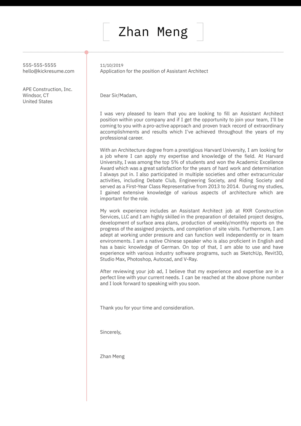 Architecture Cover Letter | illustrarch